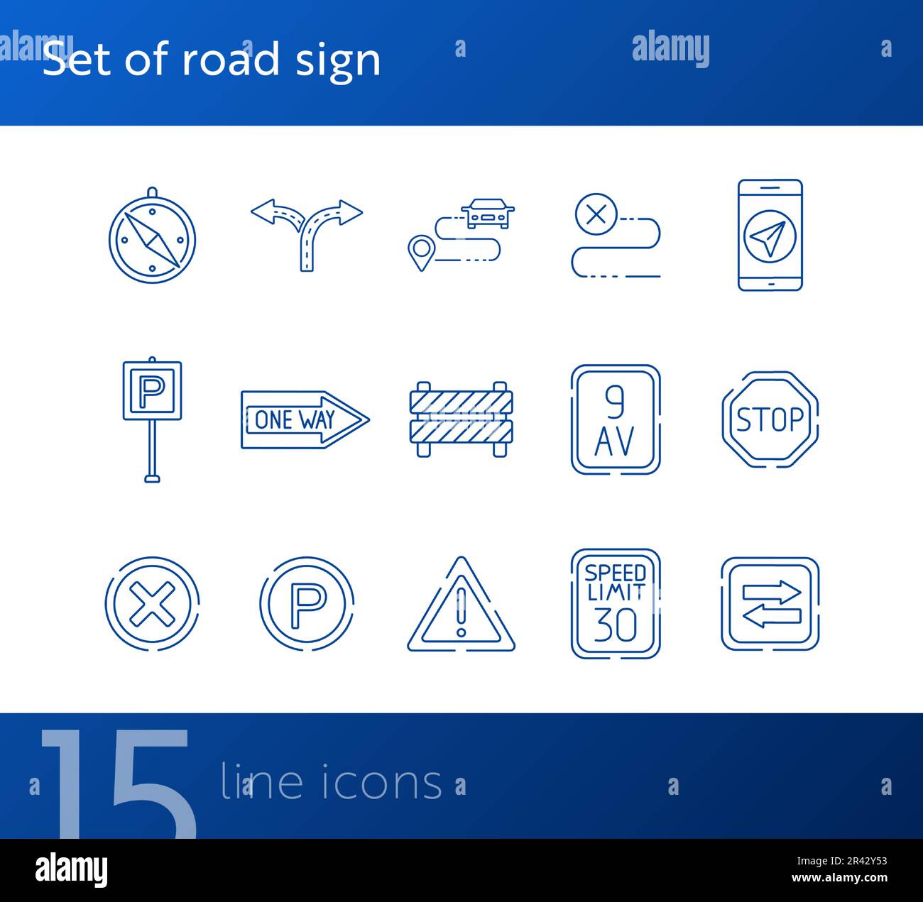 Set of road sign icons Stock Vector Image & Art - Alamy