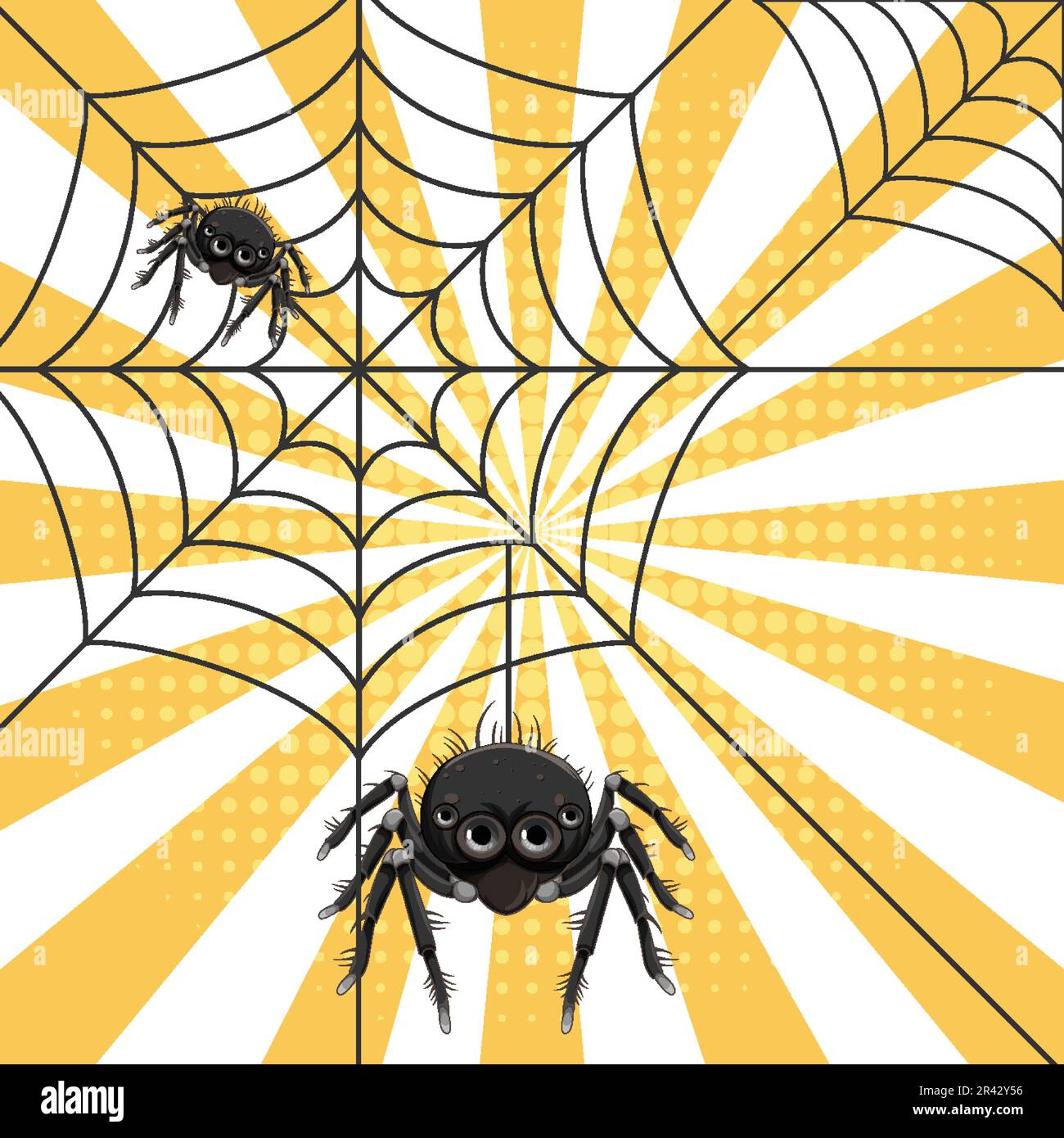 Spider and web in cartoon style illustration Stock Vector Image & Art ...
