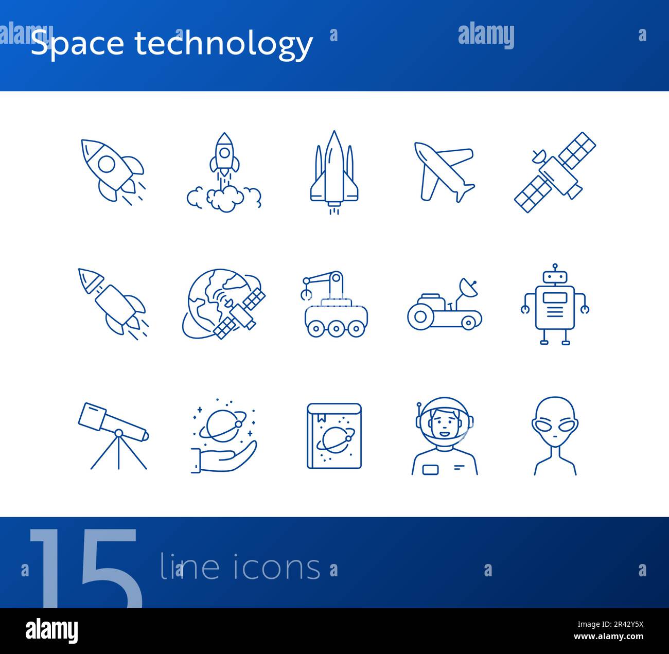 Space technology icon set Stock Vector Image & Art - Alamy