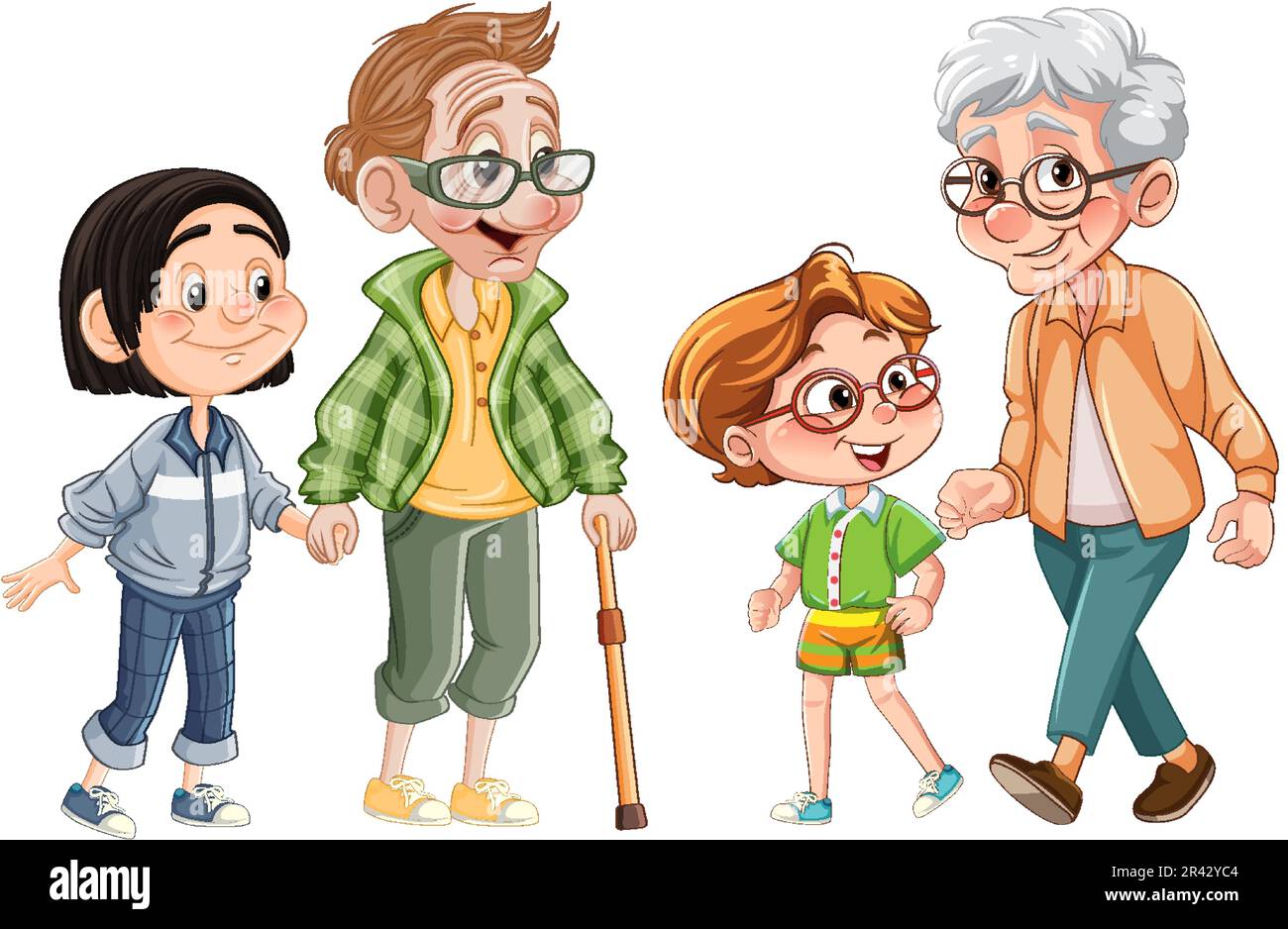 Granny with children cartoon character illustration Stock Vector Image ...