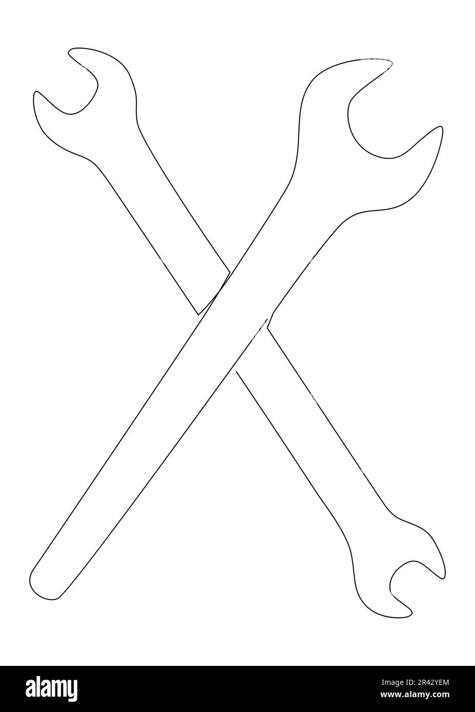 One Continuous Line Of Wrench Thin Line Illustration Vector Work Tool