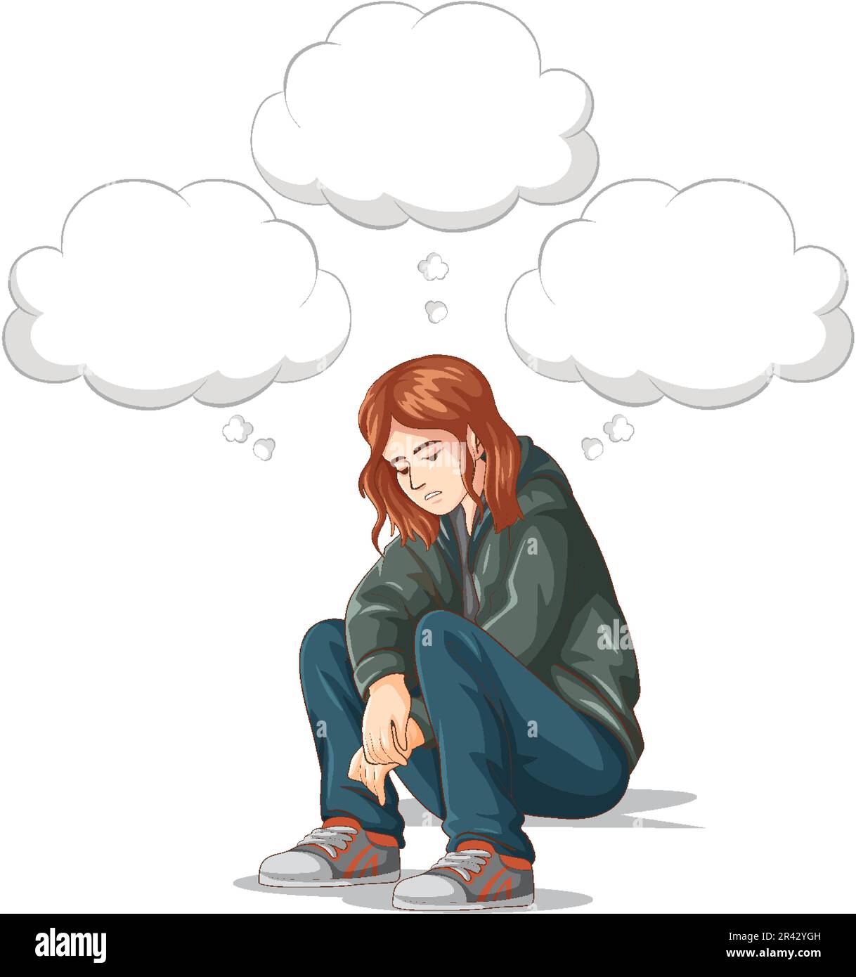 Depressed teenage with speech bubbles illustration Stock Vector Image ...