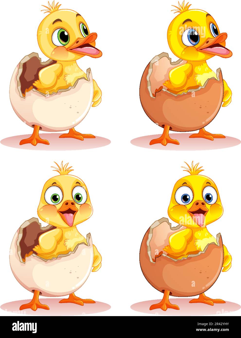 Adorable Little Duck Character Collection illustration Stock Vector ...