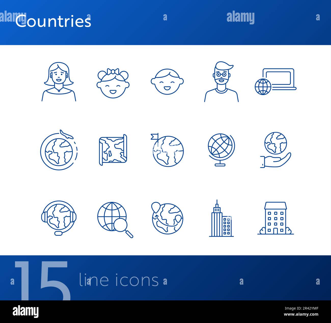 Countries line icon set Stock Vector Image & Art - Alamy
