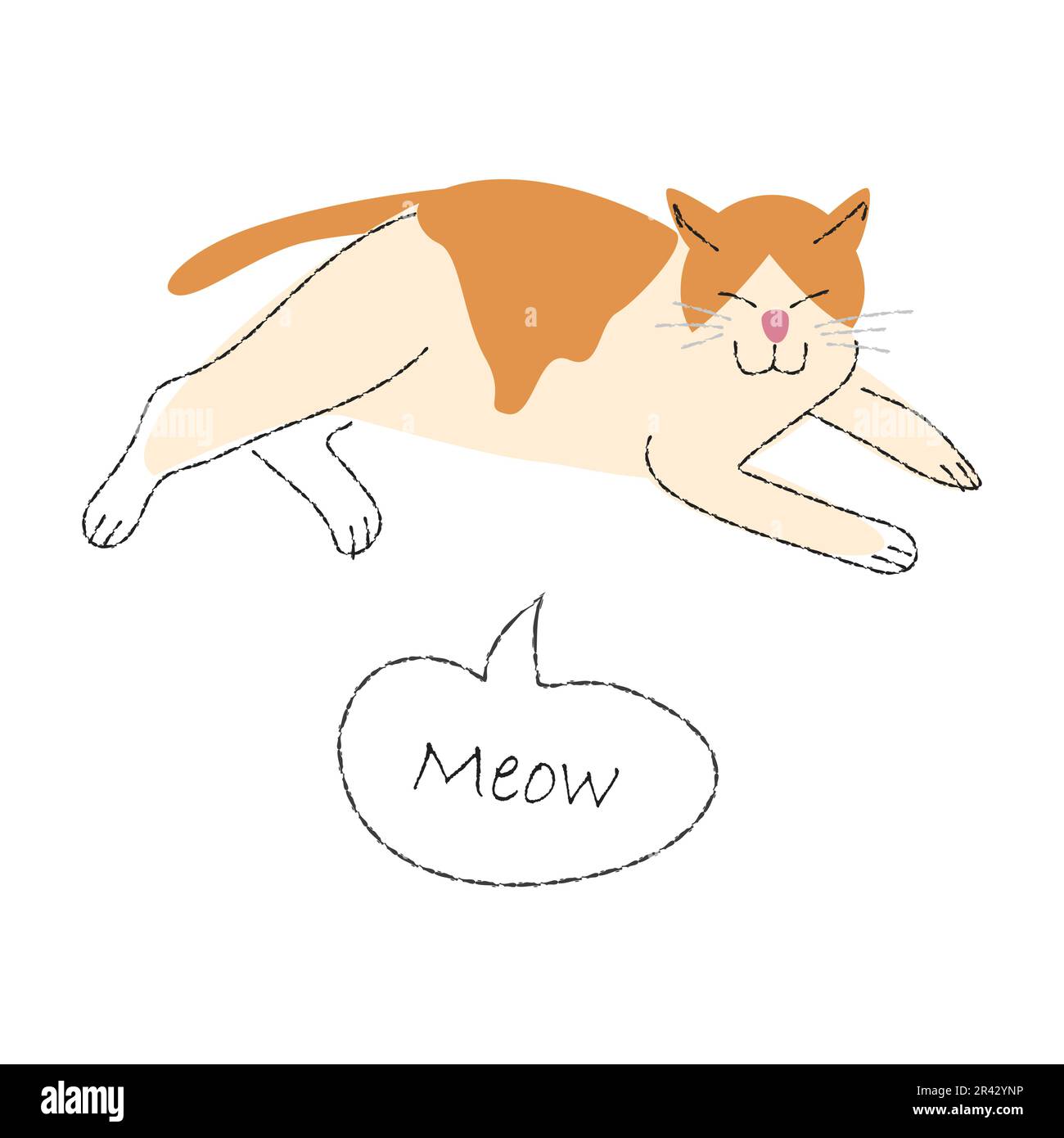 Bicolor cat . Cute cartoon characters . Flat shape and line stroke ...