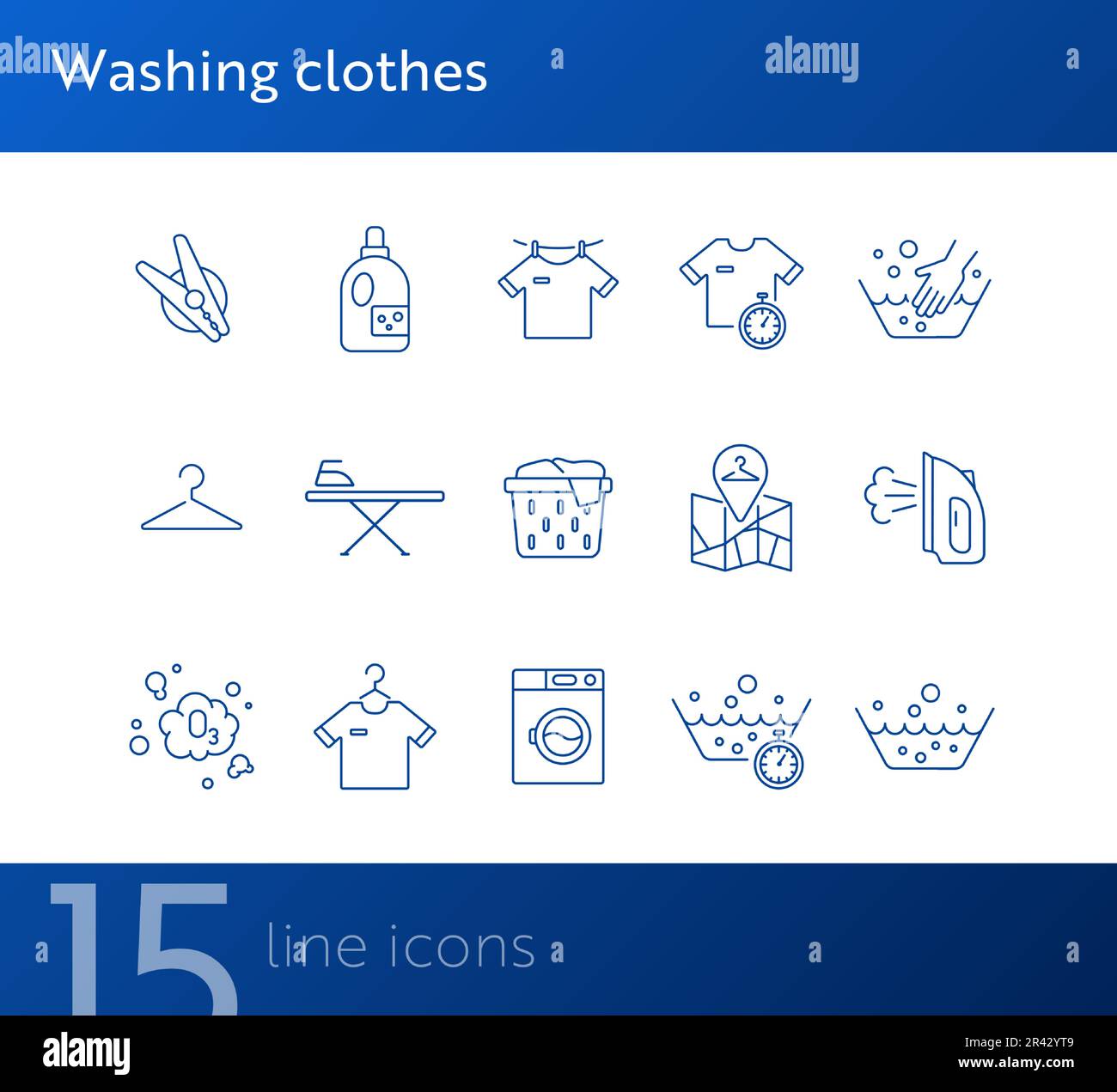 Washing clothes line icon set Stock Vector Image & Art - Alamy