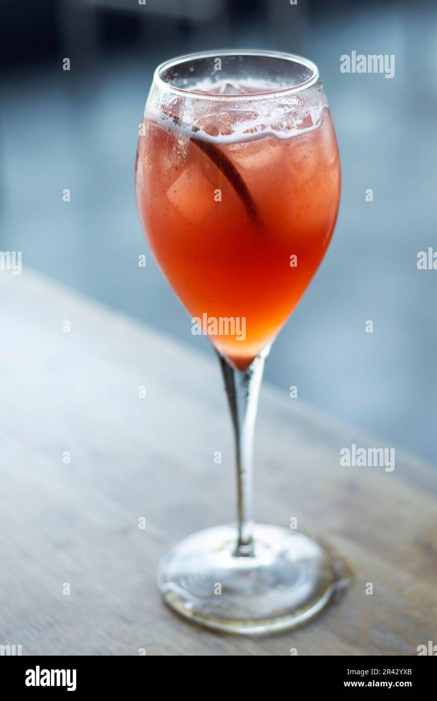 Blood Orange and Prosecco wine spritzer Mimosa cocktail Stock Photo - Alamy