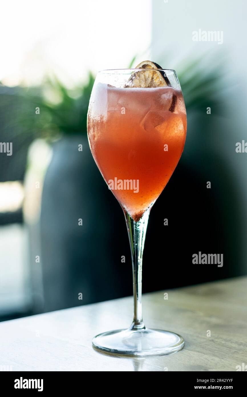 Blood Orange and Prosecco wine spritzer Mimosa cocktail Stock Photo - Alamy