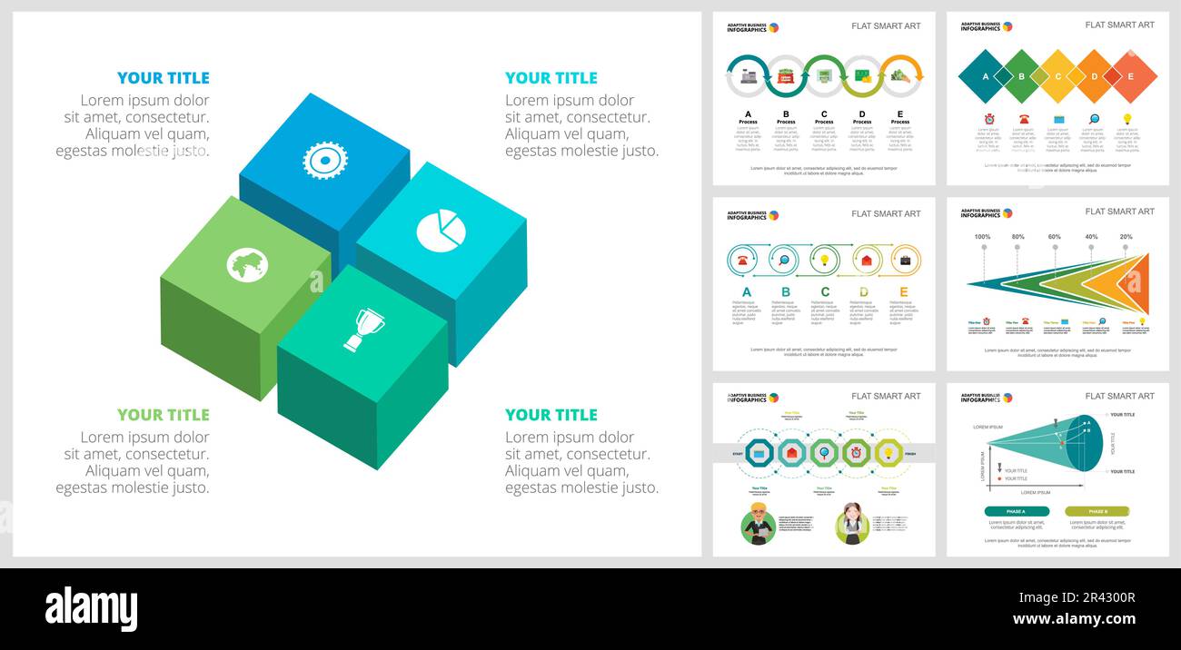 Colorful finance and research concept infographic charts set Stock ...