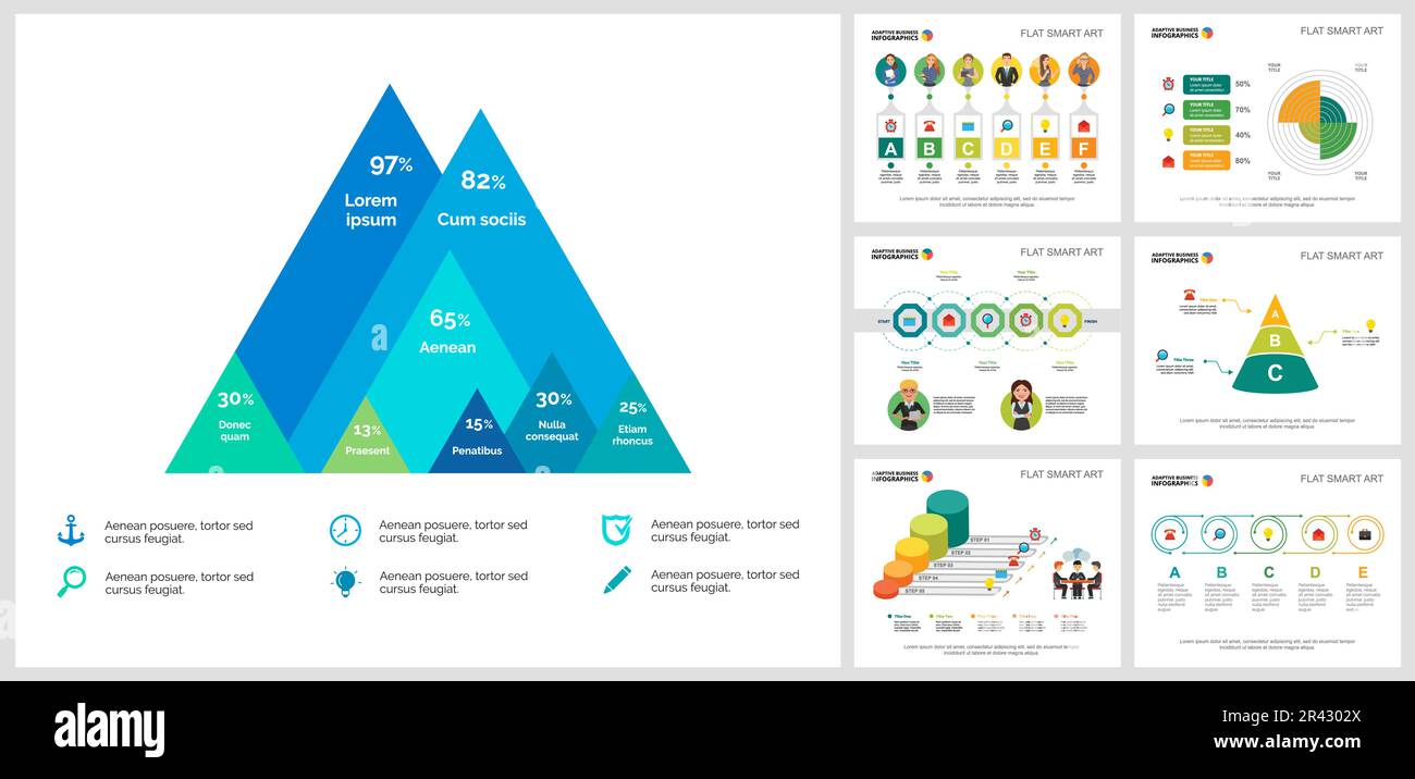 Colorful smart art charts set for presentation slide templates Stock ...