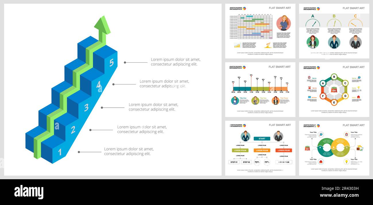 Colorful statistics or planning concept infographic charts set Stock ...