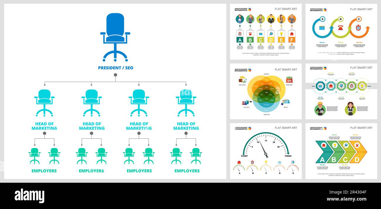 Colorful startup or workflow concept infographic charts set Stock ...