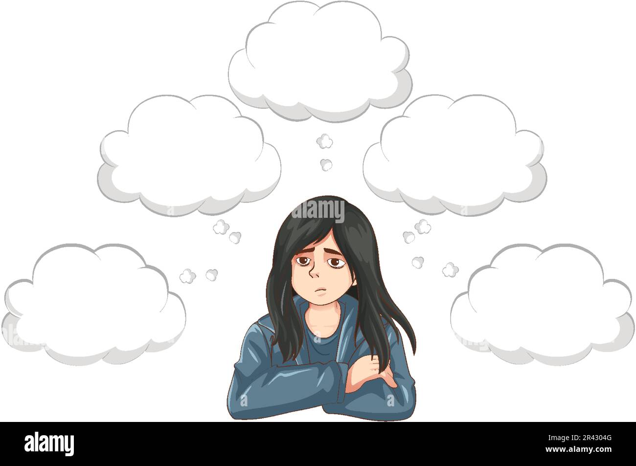 Depressed teenage with speech bubbles illustration Stock Vector Image ...