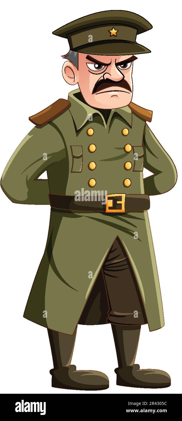 Serious Military Officer with Grumpy Expression illustration Stock ...