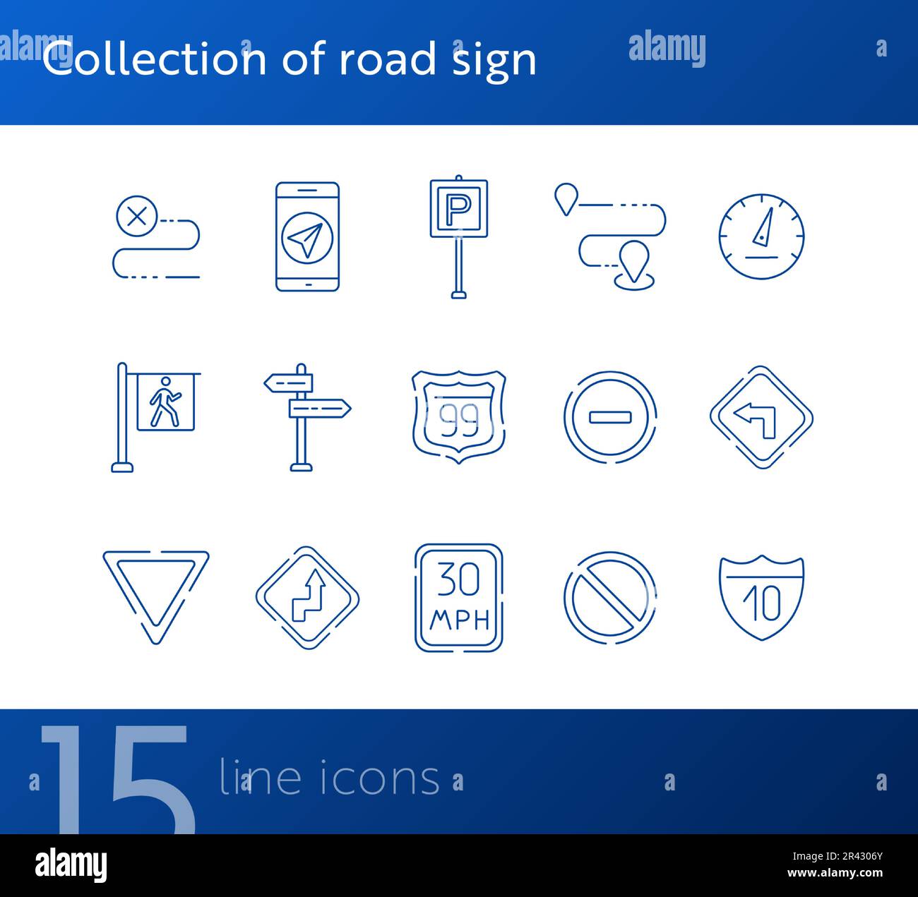 Collection of road sign line icons Stock Vector Image & Art - Alamy