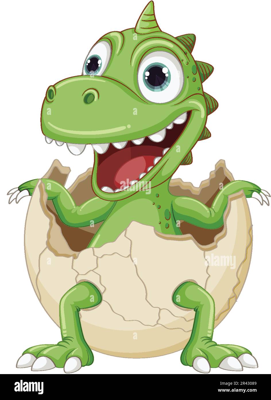 Little Dinosaur Monster Hatching from Egg illustration Stock Vector ...