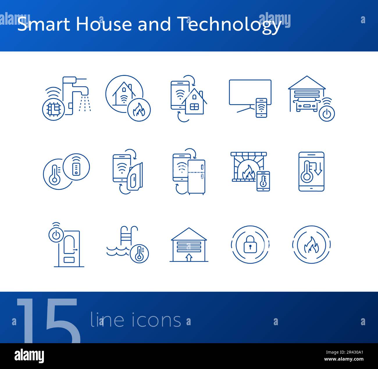 Smart House and Technology line icon set. Linear vector Stock Vector ...