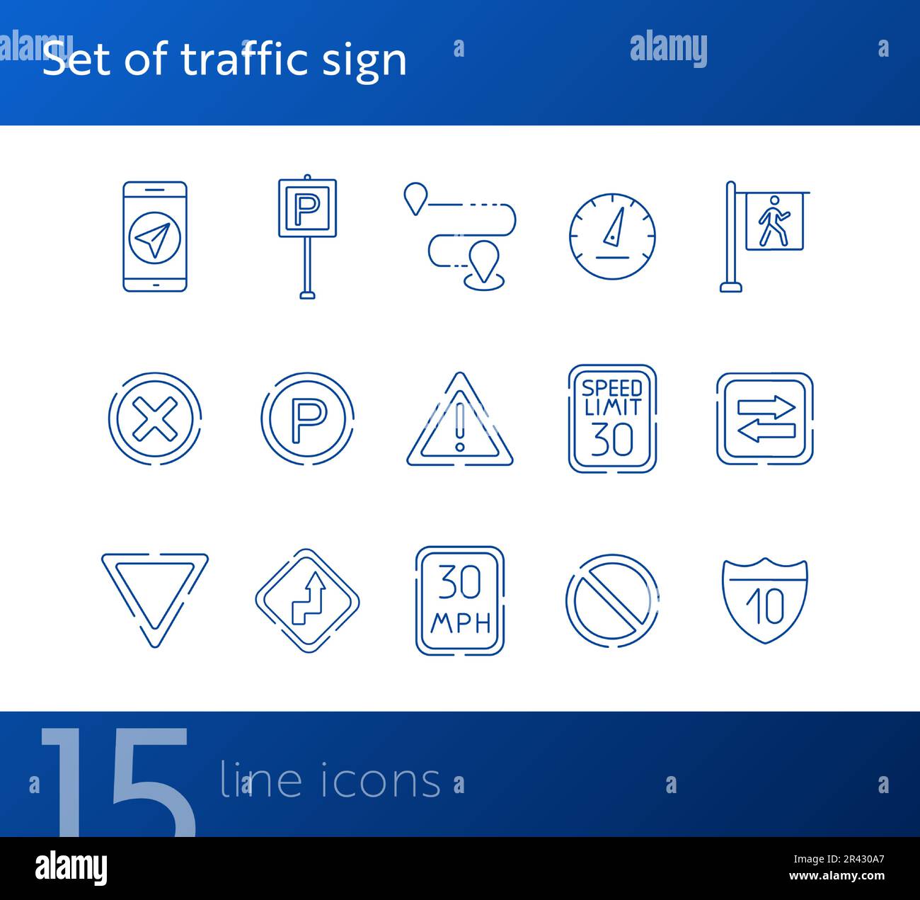 Set of traffic sign line icons Stock Vector Image & Art - Alamy