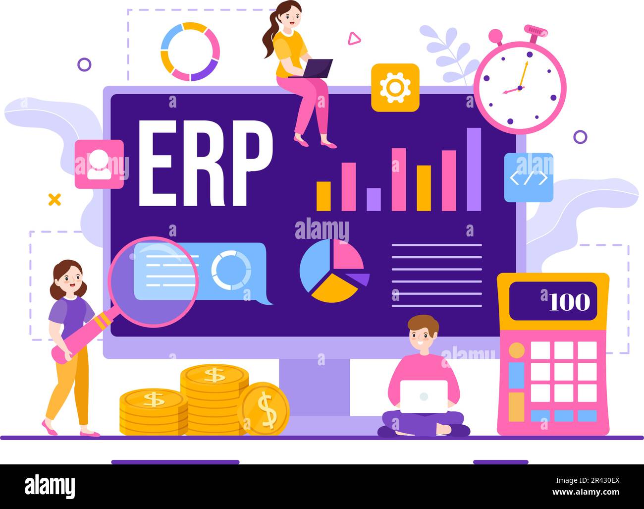 ERP Enterprise Resource Planning System Vector Illustration with ...