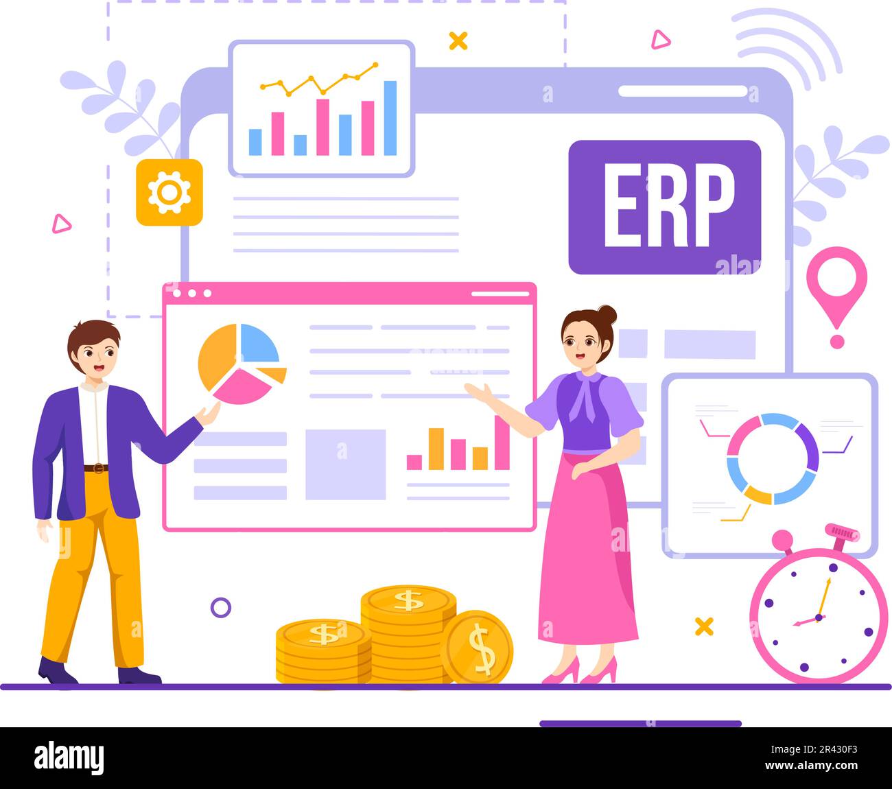 ERP Enterprise Resource Planning System Vector Illustration with ...