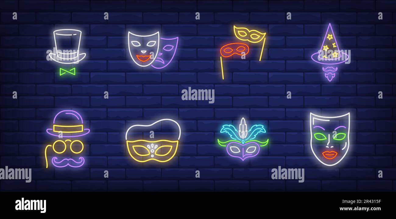 Halloween neon sign collection Stock Vector Images - Alamy