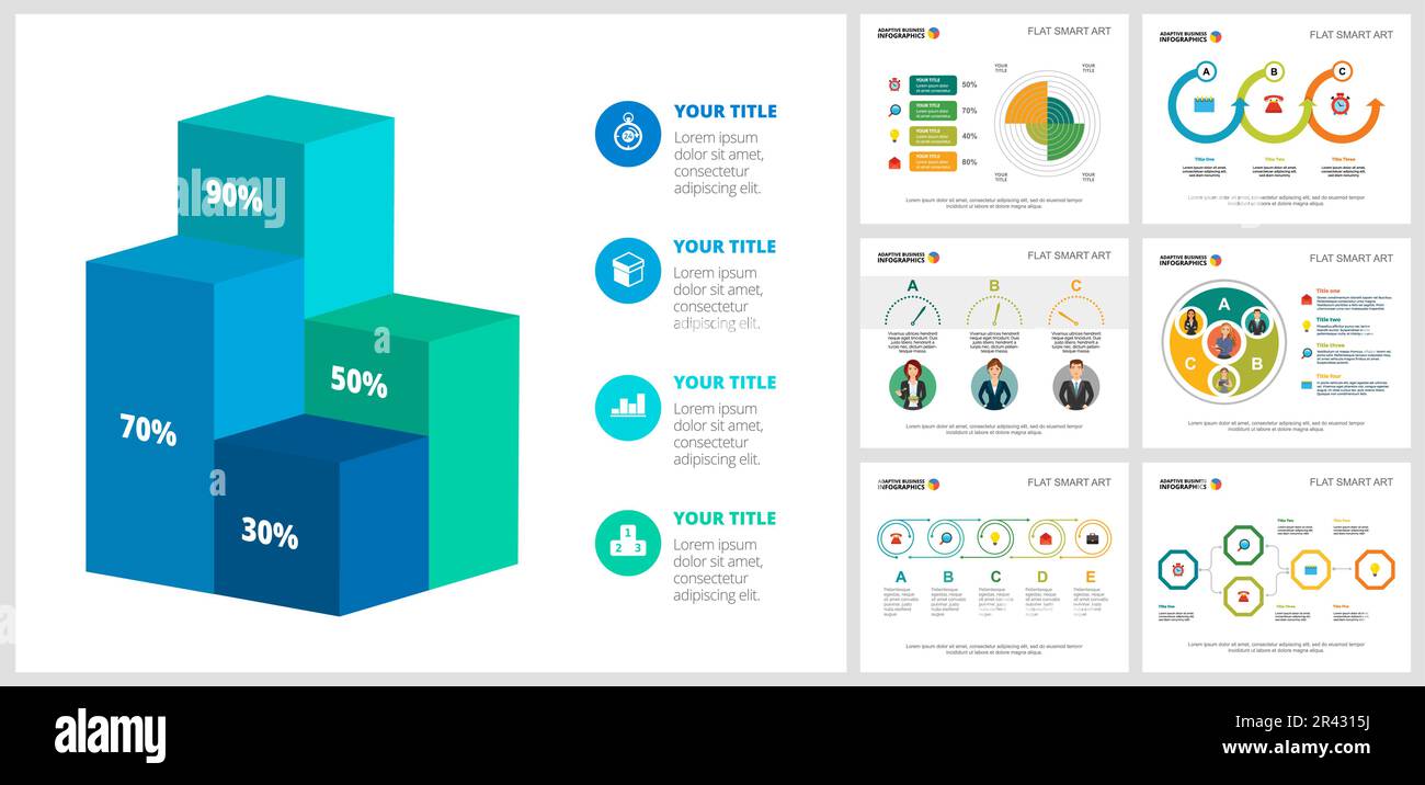 Colorful planning and strategy concept infographic charts set Stock ...