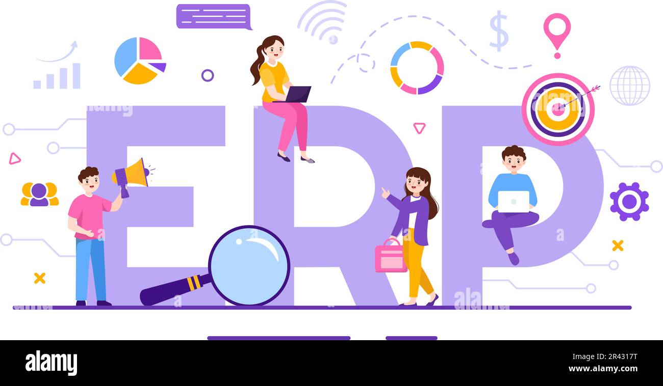 ERP Enterprise Resource Planning System Vector Illustration with ...