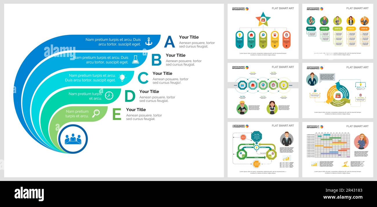 Colorful management or planning concept infographic charts set Stock ...