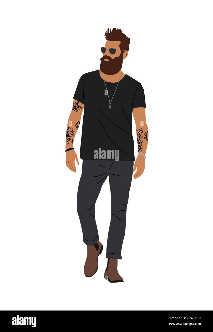 Stylish man in street fashion outfit vector Stock Vector Image & Art ...
