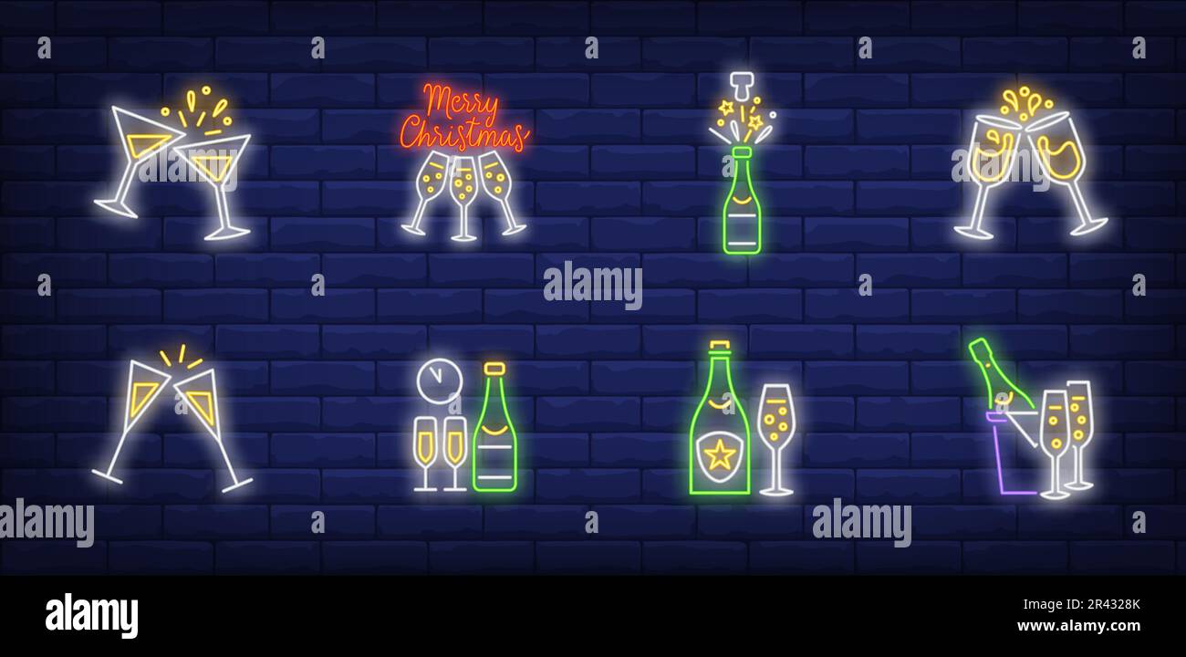 Christmas toast neon sign set Stock Vector Image & Art - Alamy