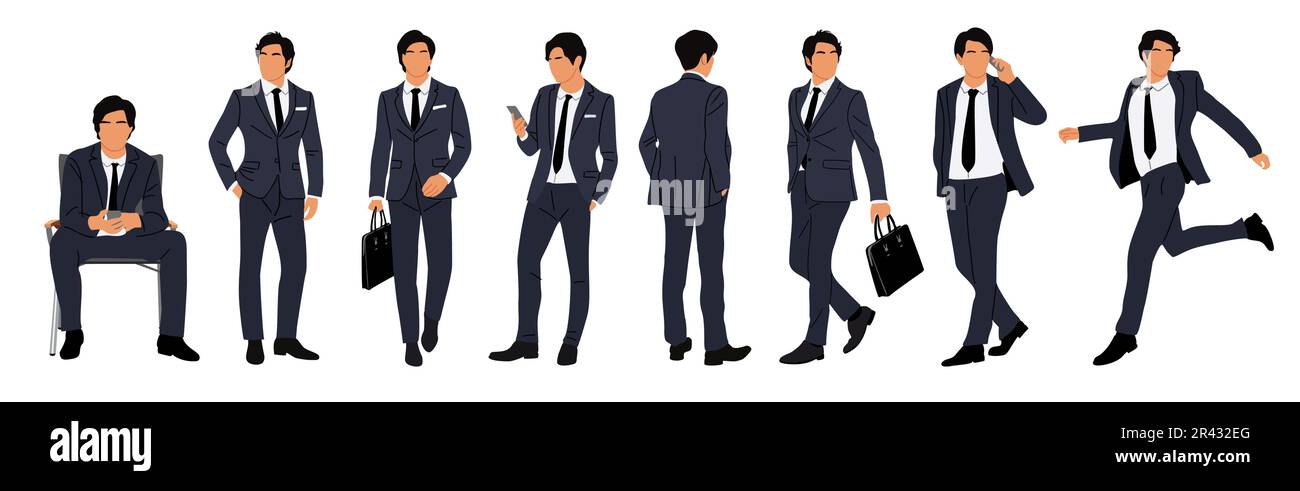 Set of Businessman character in different poses Stock Vector Image ...