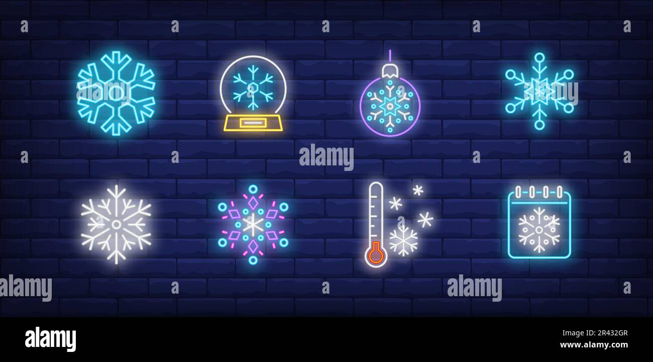 Snowfall neon sign set hi-res stock photography and images - Alamy
