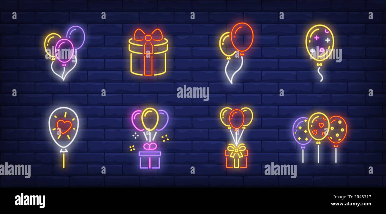 Balloons neon sign set Stock Vector Image & Art - Alamy