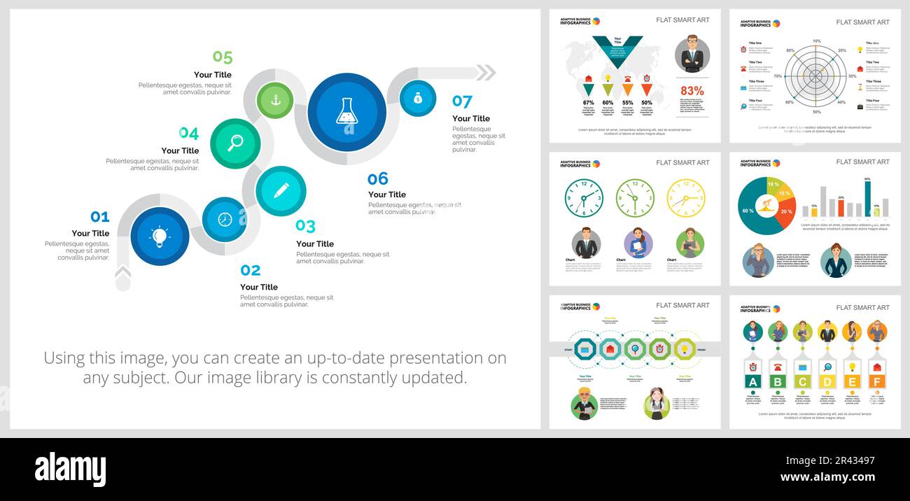 Colorful analysis charts set for presentation slide templates Stock ...