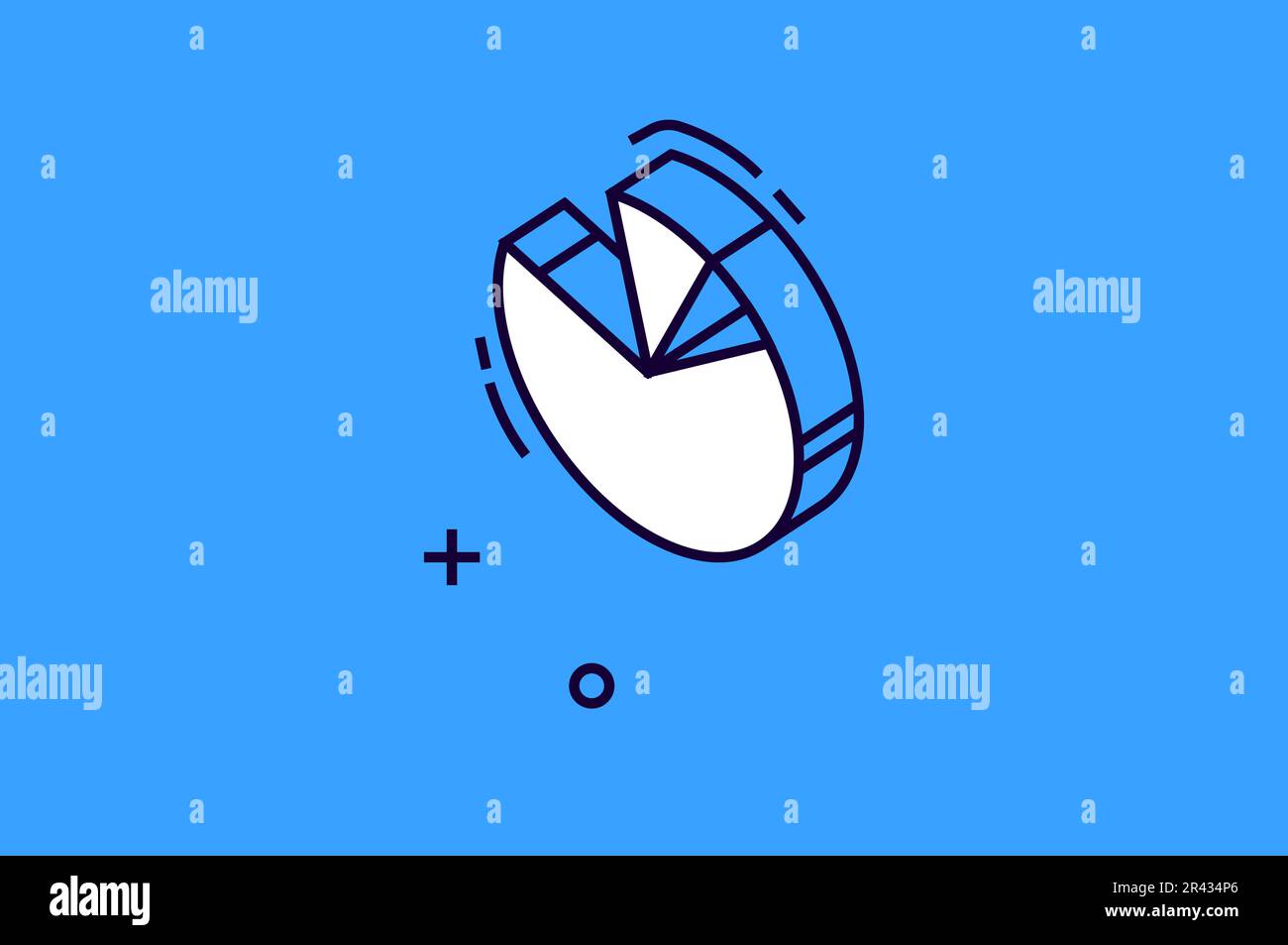 Isometric pie chart icon isolated on blue background, data analysis ...