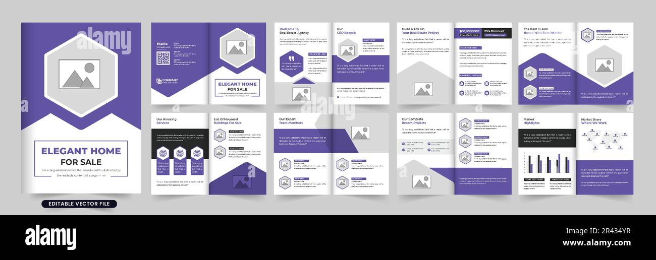 Modern real estate portfolio magazine template vector with photo ...