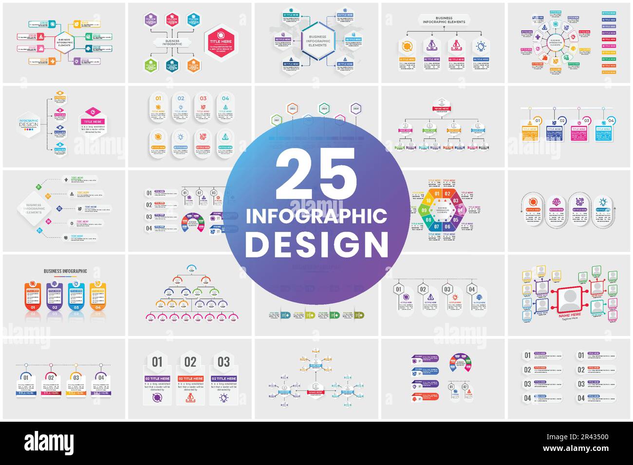 Business infographic and diagram vector collection with colorful shapes ...