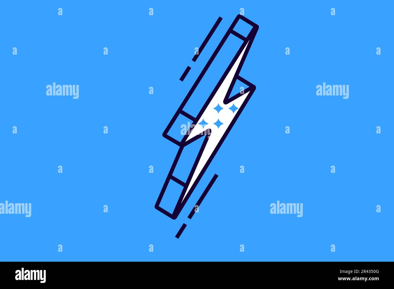 Isometric flash sign isolated on blue background, electric lighting ...