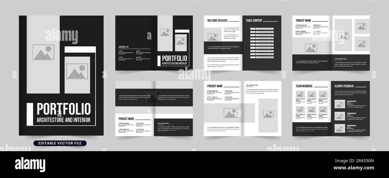 Modern architecture portfolio and magazine template with black and ...