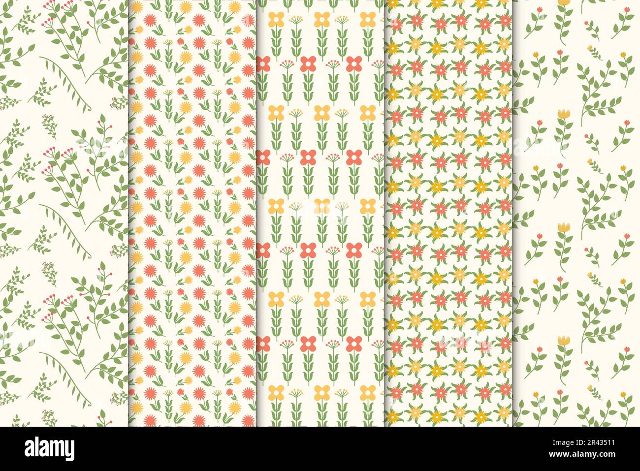 Abstract flower pattern decoration with colorful flower elements on off ...