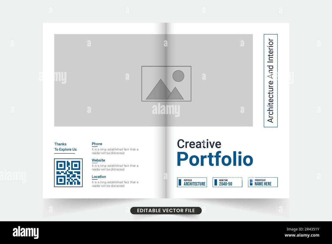 Creative architecture portfolio cover template vector with photo ...