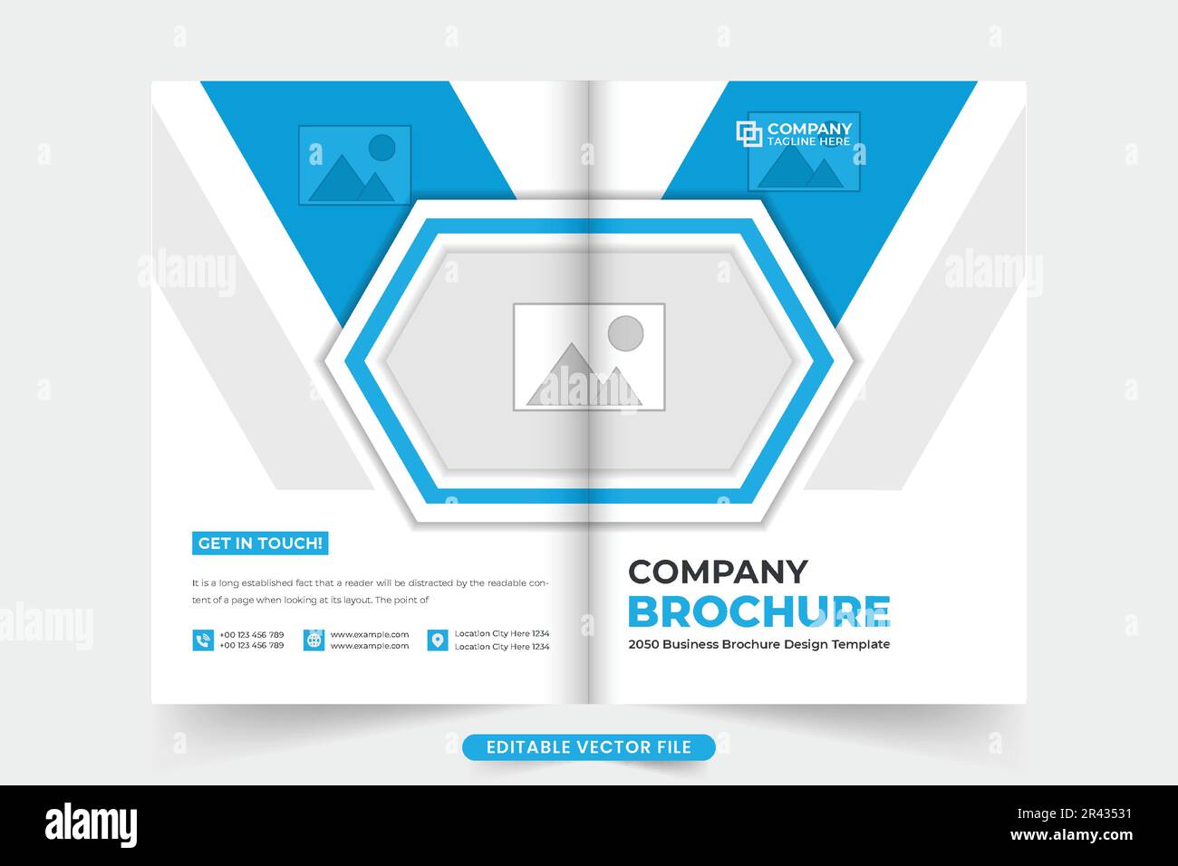 Company Brochure Cover Design With Blue And Dark Colors Corporate