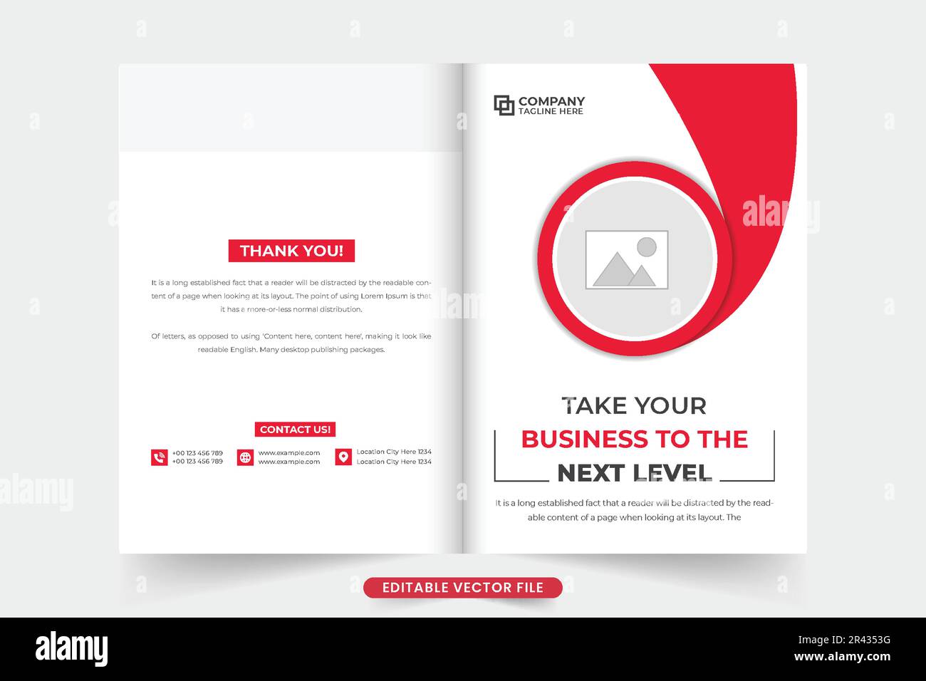 Creative business portfolio cover design with photo placeholders ...