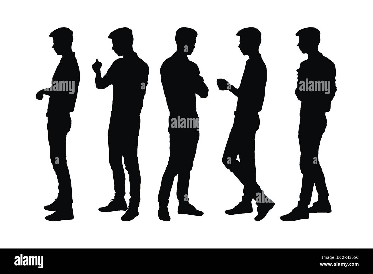 Male model silhouette set standing in different styles. Man model actor ... Male model silhouette set standing in different styles. Man model actor ...