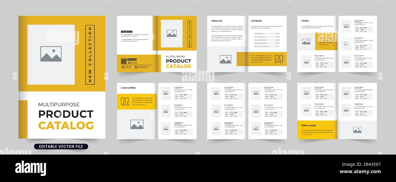 Company promotion catalog booklet design with yellow and dark colors ...