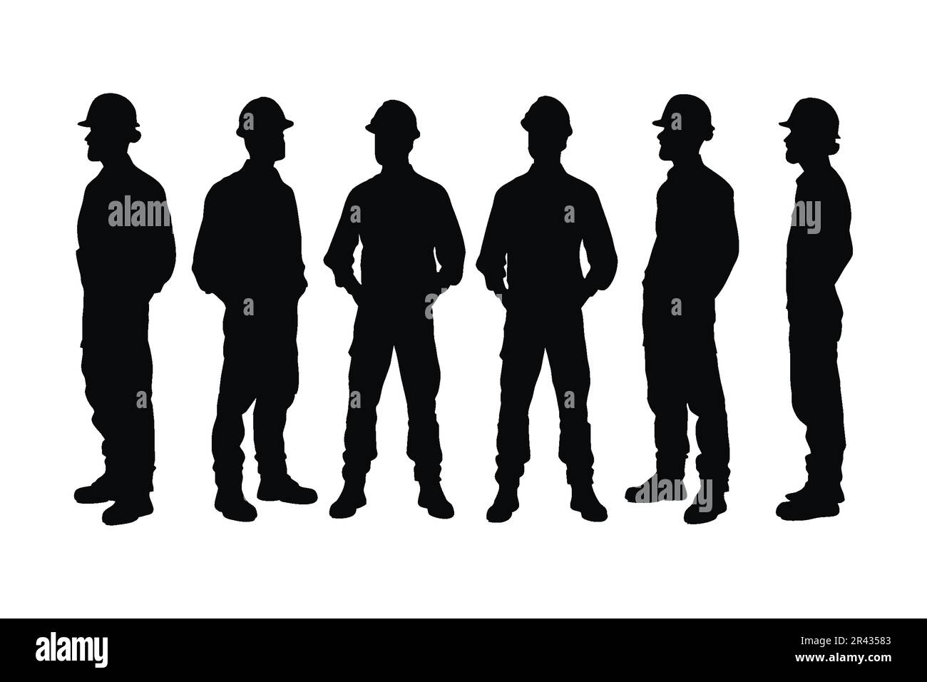 Male architect silhouette set vector on a white background. Anonymous ...