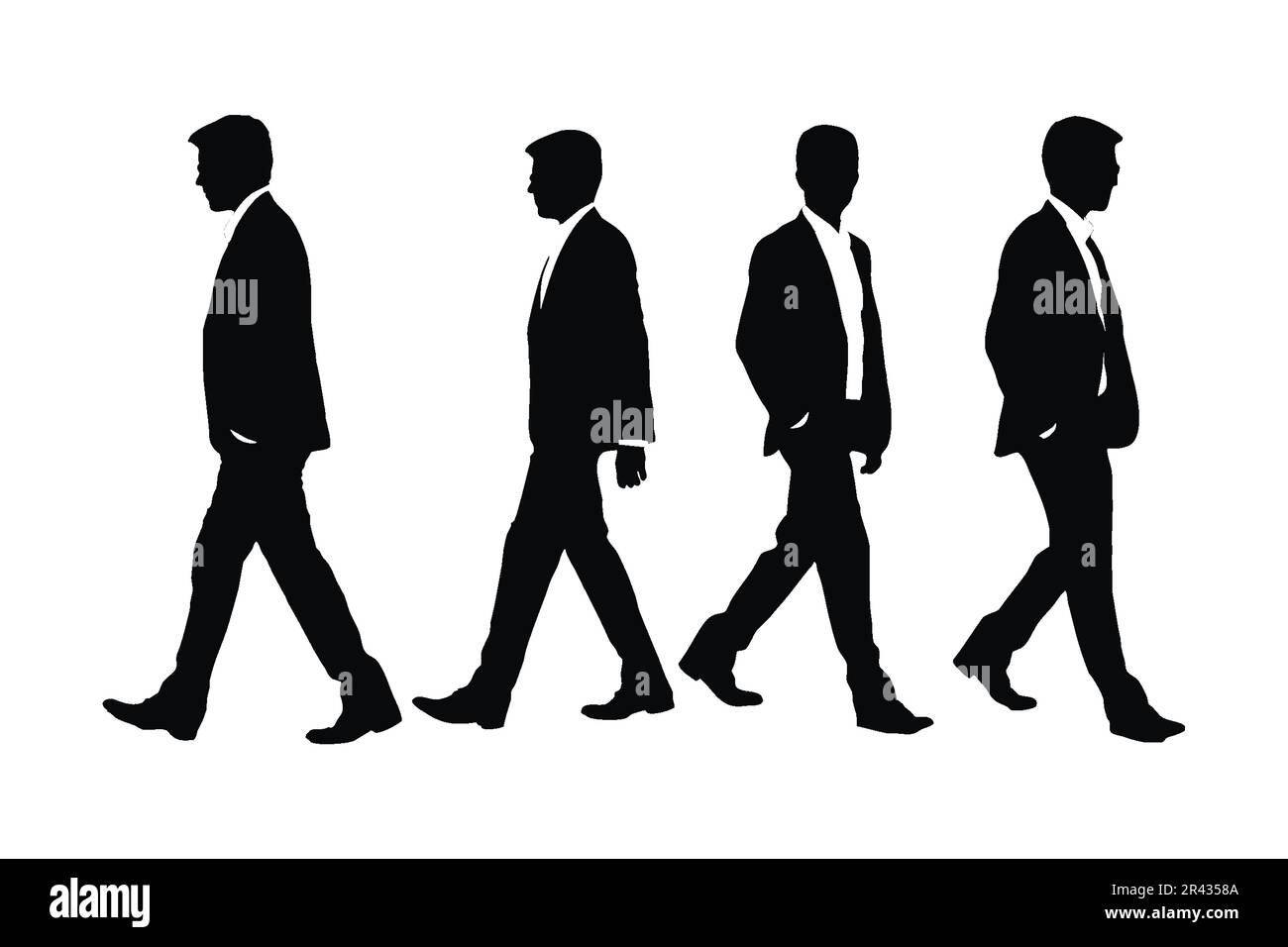 Businessmen wearing suits and walking in different positions. Modern ...