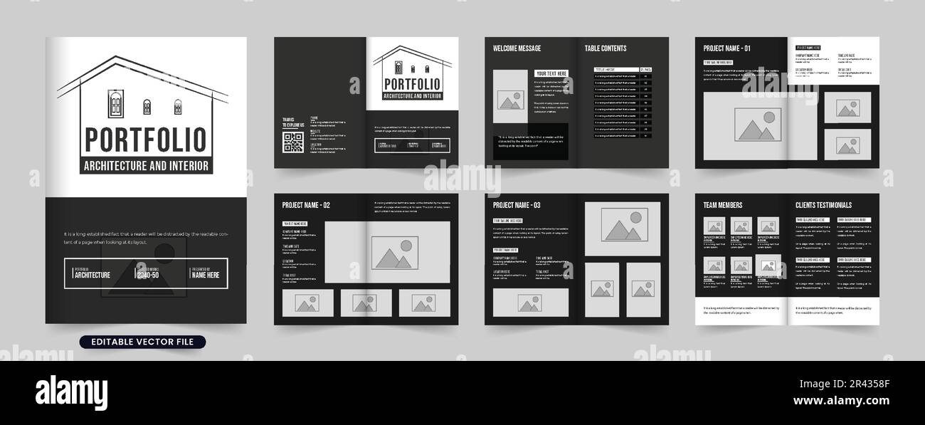 Architecture portfolio and magazine layout vector with photo ...