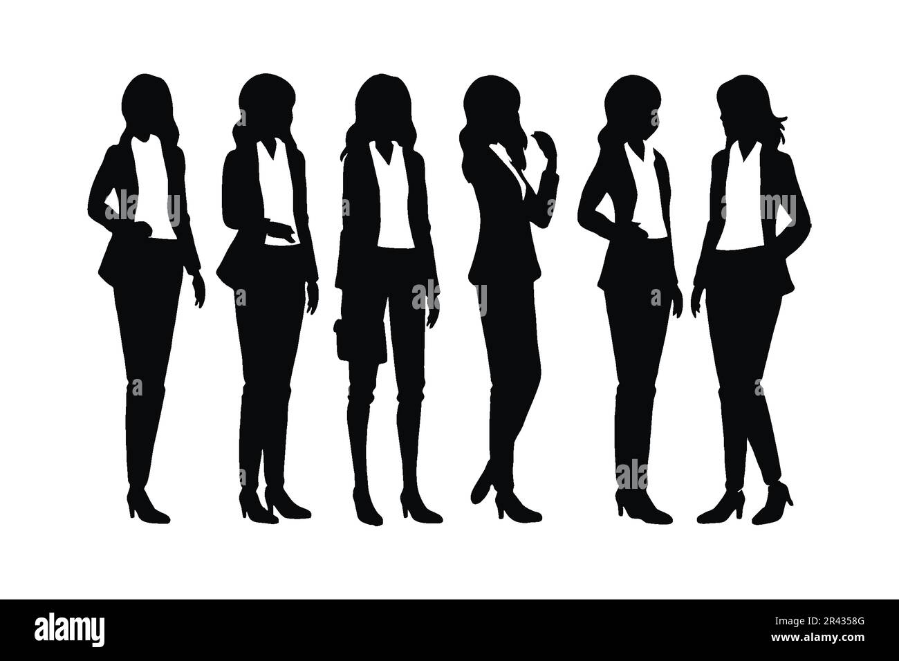 Anonymous girl model silhouette bundle on a white background. Modern ...