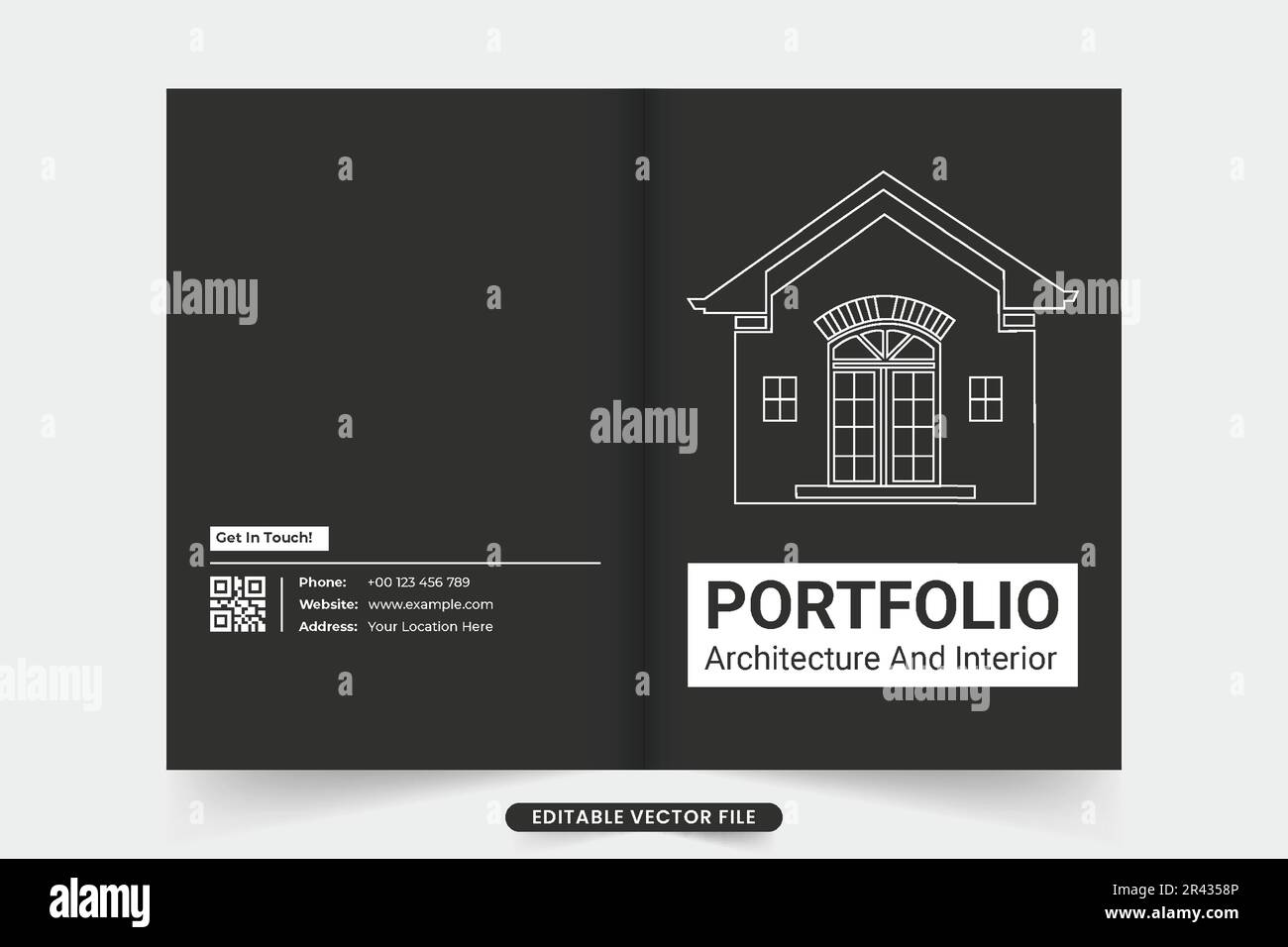 Black and white architecture profile cover template vector with house ... Black and white architecture profile cover template vector with house ...
